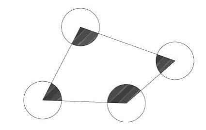 Solved Four circles, each with a radius of 7 ft., are drawn | Chegg.com