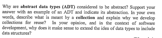 Solved Why are abstract data types (ADT) considered to be | Chegg.com