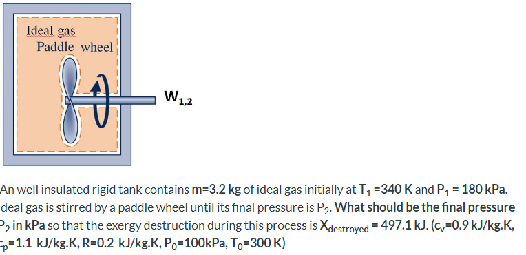 Solved Ideal gas Paddle wheel lo W 1,2 An well insulated | Chegg.com