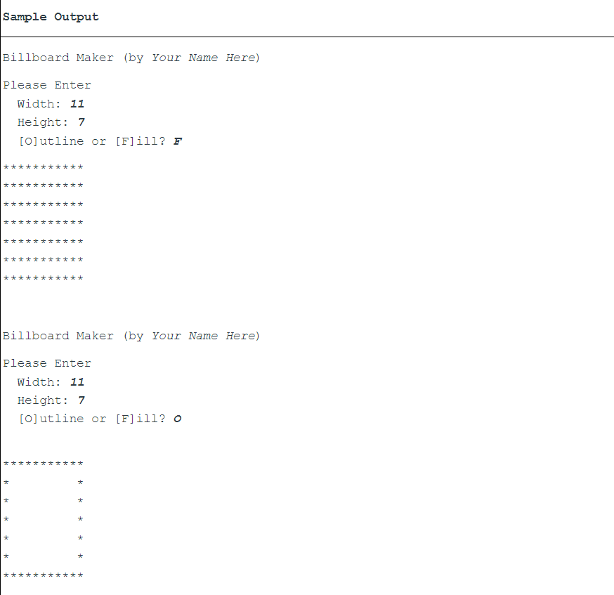 Solved Design a program to simulate "painting" billboards in | Chegg.com