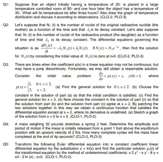 Solved Q1: Suppose that an object initially having a | Chegg.com