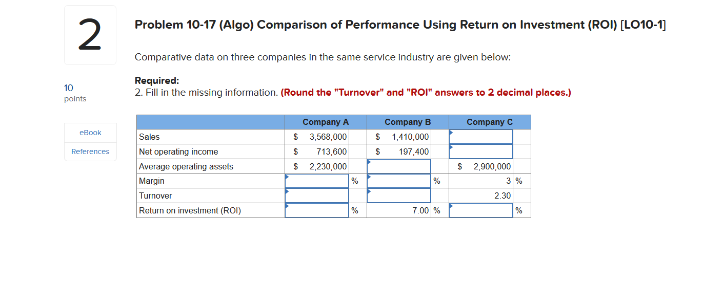 Solved Problem 10-17 (Algo) Comparison of Performance Using | Chegg.com
