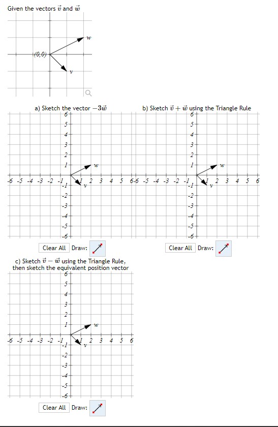 Solved Draw: Draw: c) Sketch v−w using the Triangle Rule, | Chegg.com