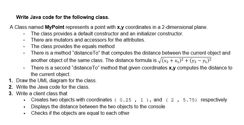 Solved Write Java Code For The Following Class A Class 