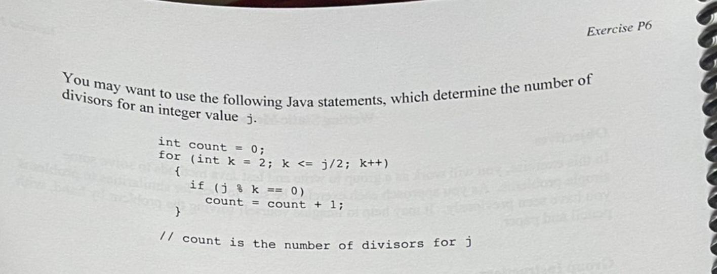 Solved Exercise P6 You may want to use the following Java | Chegg.com