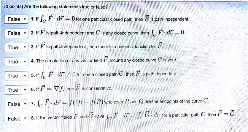 Solved (3 points) Are the following statements true or | Chegg.com