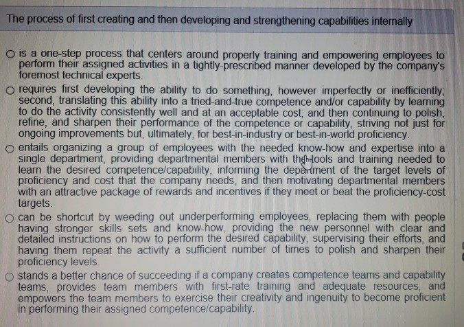 Solved The process of first creating and then developing and | Chegg.com