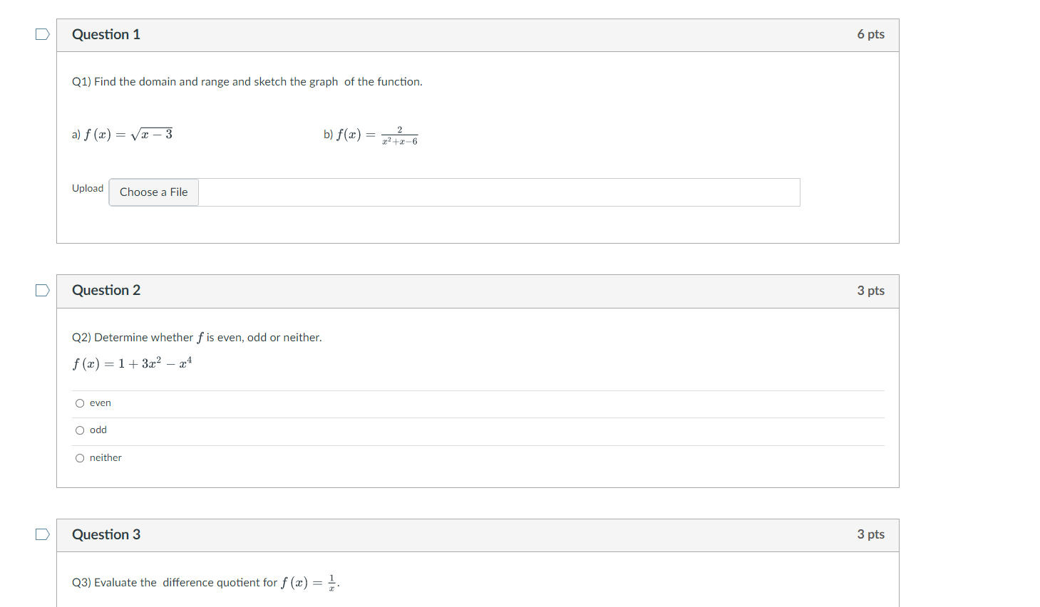 Solved Q1) Find the domain and range and sketch the graph of | Chegg.com