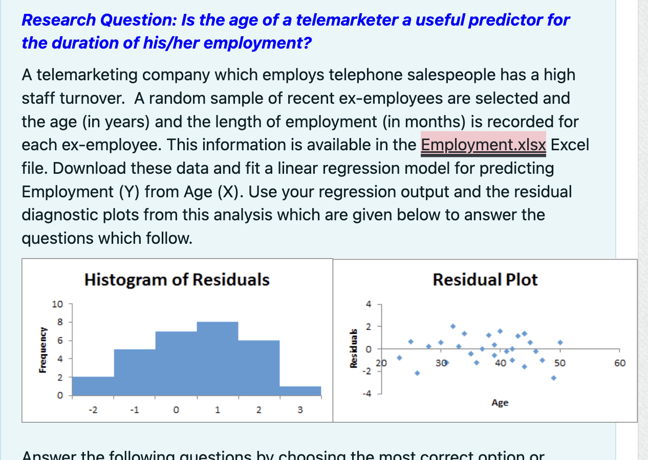 Solved Research Question: Is the age of a telemarketer a | Chegg.com