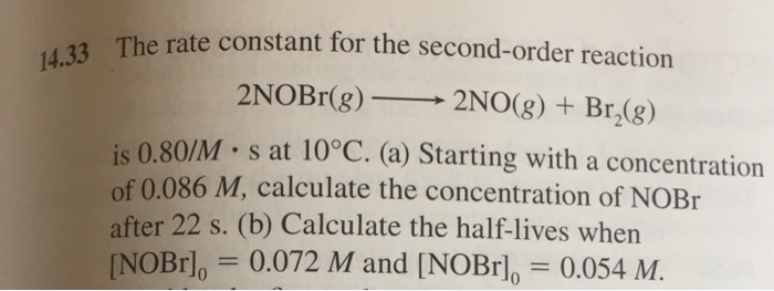 Solved The rate constant for the second-order reaction | Chegg.com