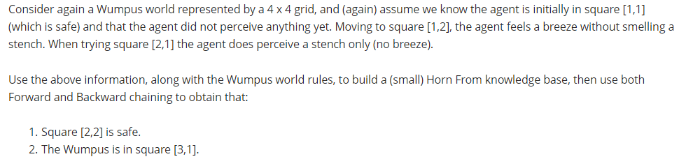 Solved Consider again a Wumpus world represented by a 4×4 | Chegg.com
