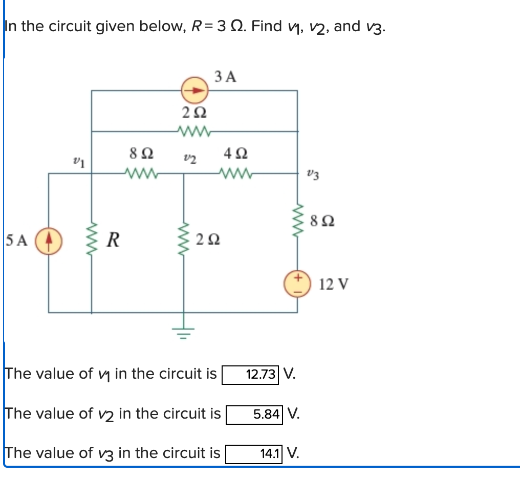 Solved In the circuit given below, R=3Ω. ﻿Find v1,v2, ﻿and | Chegg.com