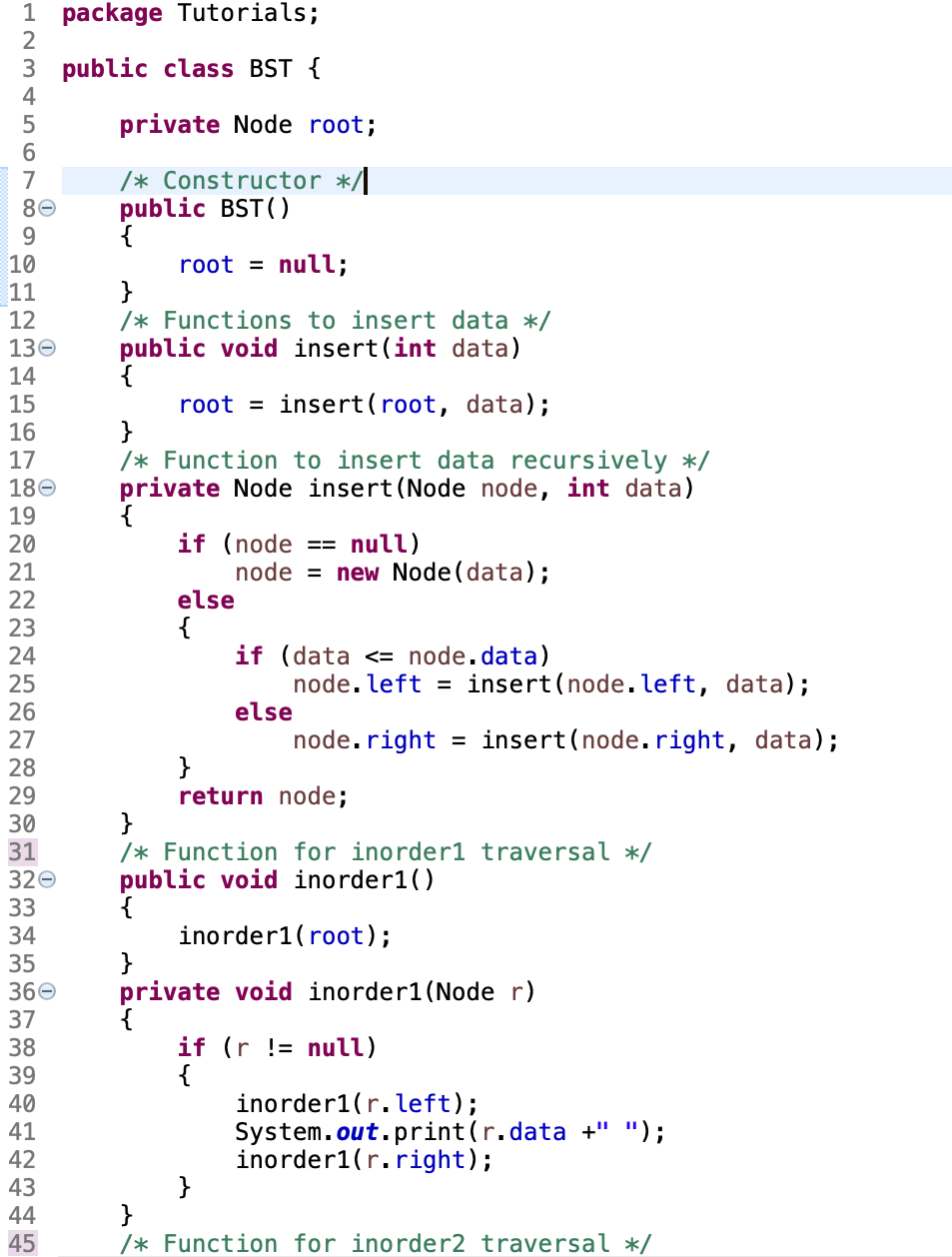 Solved 1 package Tutorials; 2 3 public class Node { 4 5 Node | Chegg.com