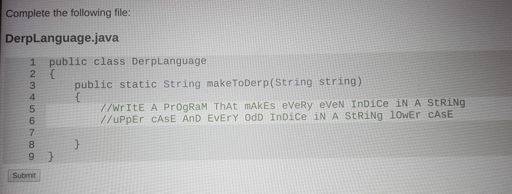 Solved DerpLanguage.java 1 public class DerpLanguage public | Chegg.com