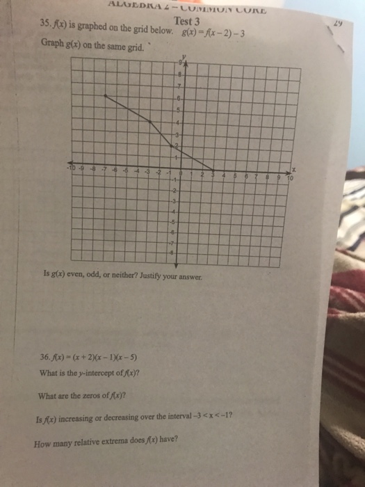 Solved Test 3 35. Ax) is graphed on the grid below. | Chegg.com