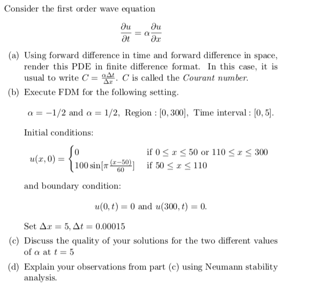 Consider the first order wave equation диди (a) Using | Chegg.com