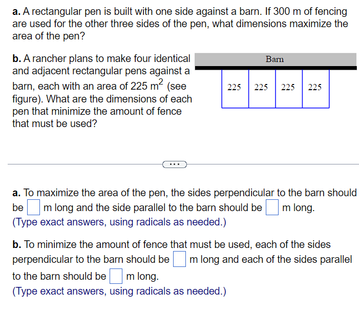 Solved a. A rectangular pen is built with one side against a | Chegg.com