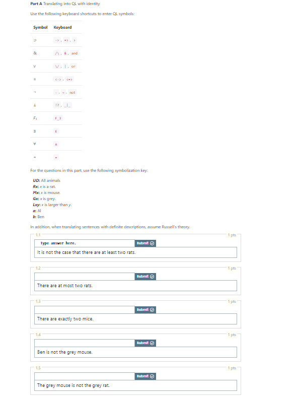 Solved PHILOSOPHY, LOGIC, TRANSLATING QL How do I solve | Chegg.com