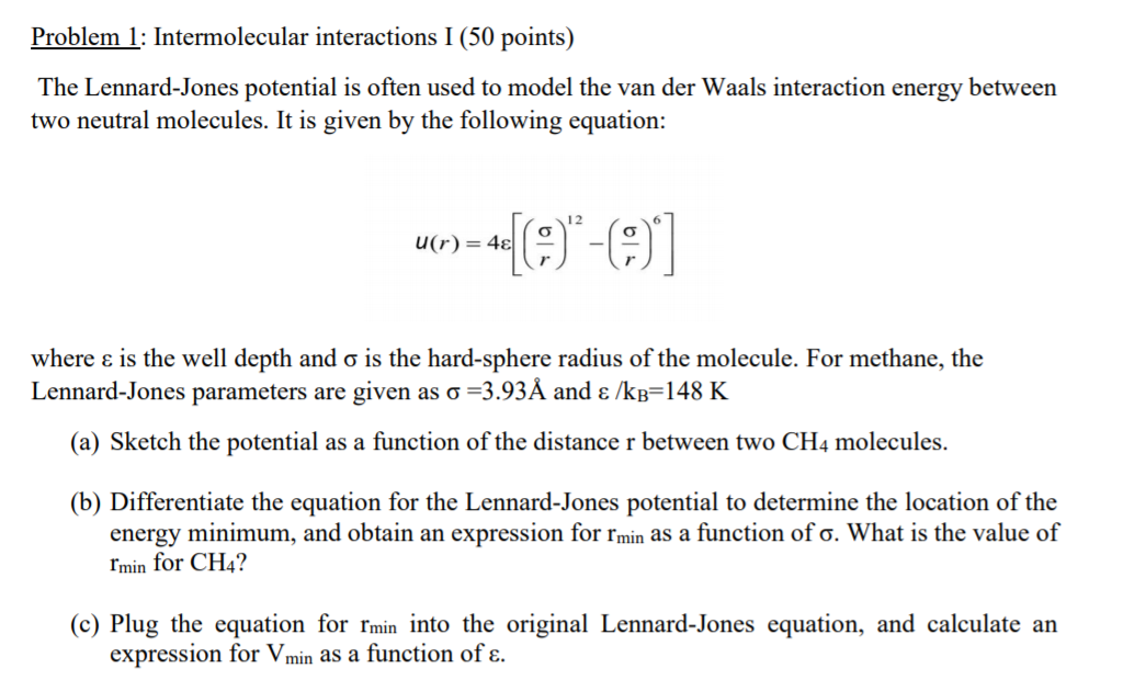 Solved Problem 1: Intermolecular interactions I (50 points) | Chegg.com