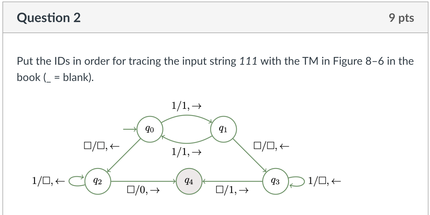 Solved Question 2 9 pts Put the IDs in order for tracing the | Chegg.com