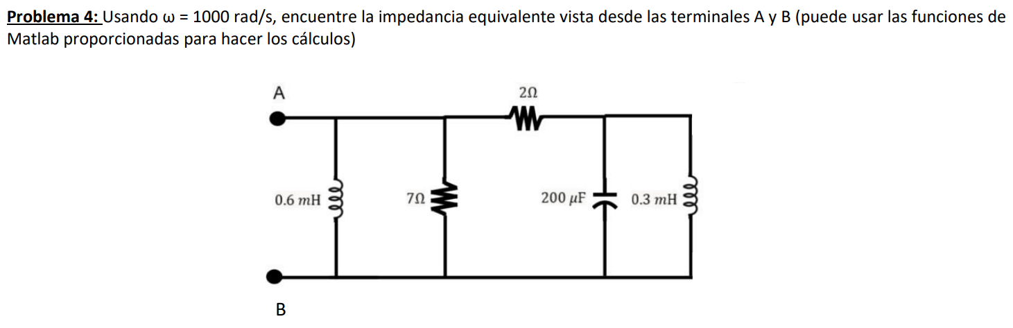 Solved Using w=1000 rad/s find the equivalent impedance seen | Chegg.com