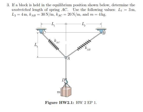 Solved If a block is held in the equilibrium position shown | Chegg.com