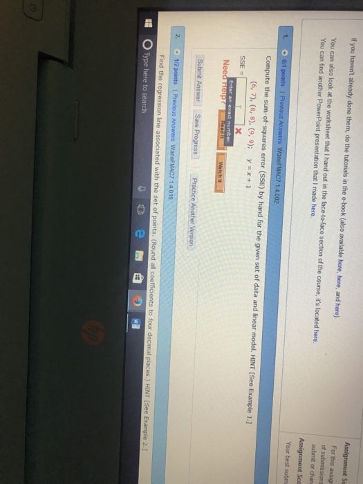 Solved Compute the sum-of-squares error (SSE) by hand for | Chegg.com