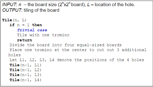 Solved INPUT: n - the board size (2"x2" board), L- location | Chegg.com