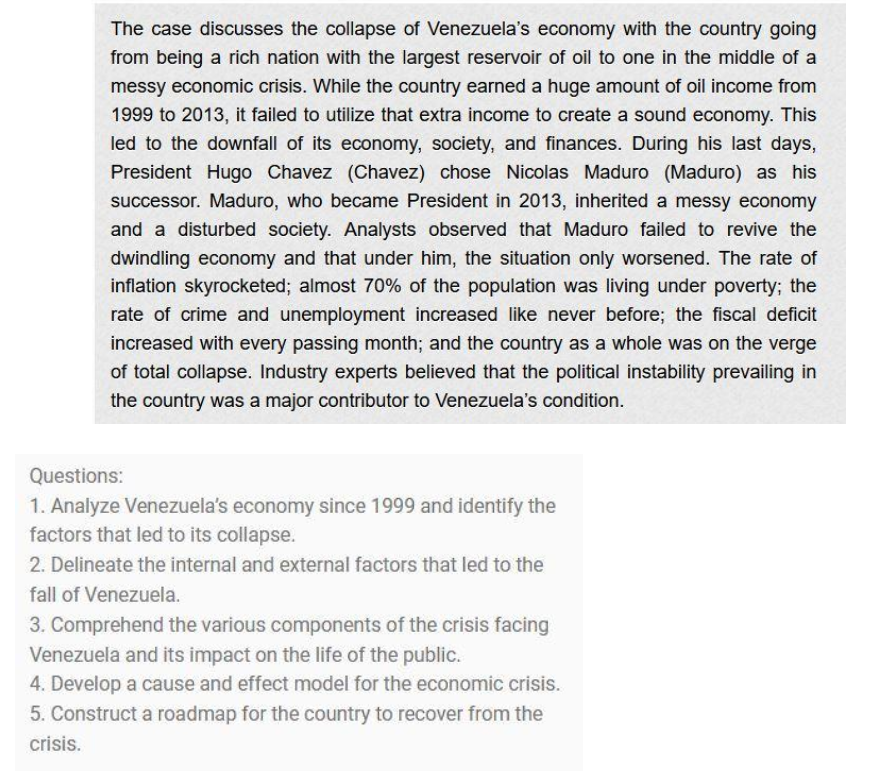 Solved The case discusses the collapse of Venezuela's | Chegg.com