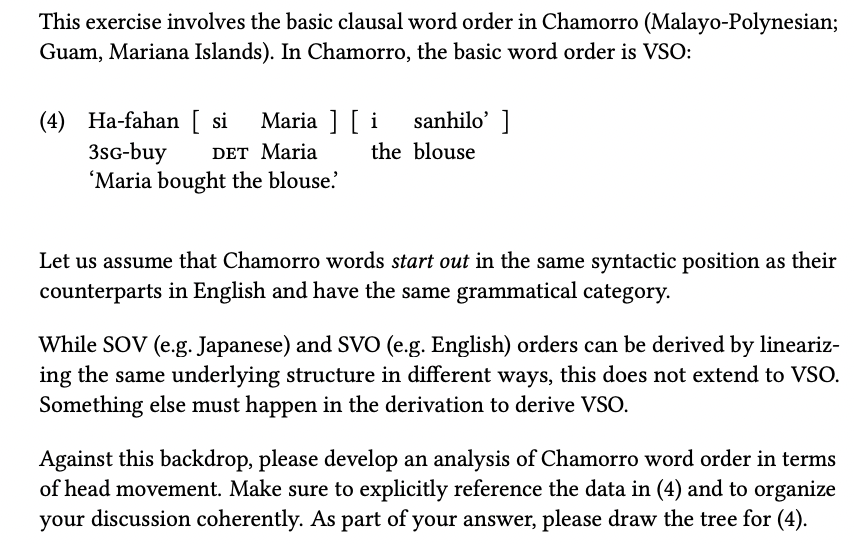 Solved This exercise involves the basic clausal word order | Chegg.com