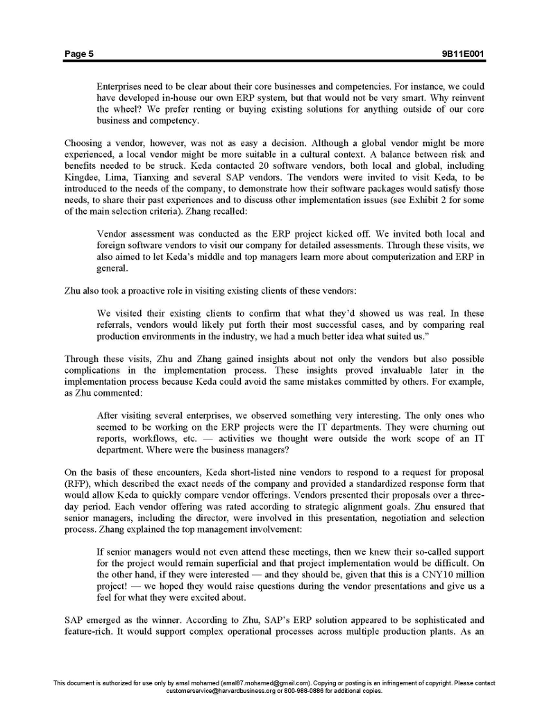 Ivey Publishing W11024 KEDA'S SAP IMPLEMENTATION | Chegg.com