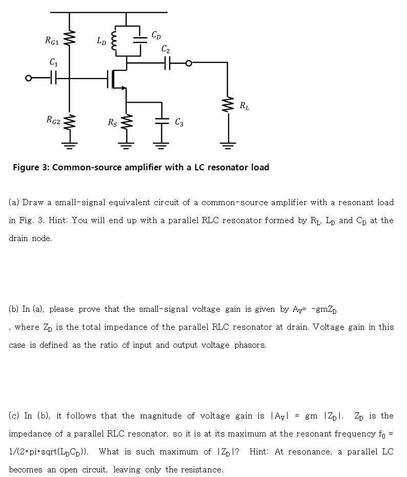 Solved Figure 3: Common-source amplifier with a LC resonator | Chegg.com