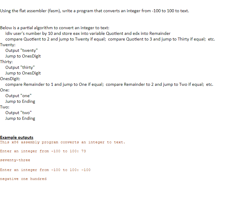 Solved Using the flat assembler (fasm), write a program that | Chegg.com