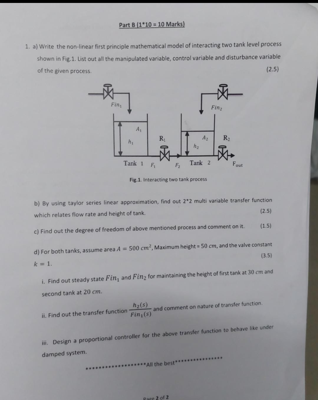 Solved Part B (1*10 = 10 ﻿Marks)1. ﻿a) ﻿Write the non-linear | Chegg.com
