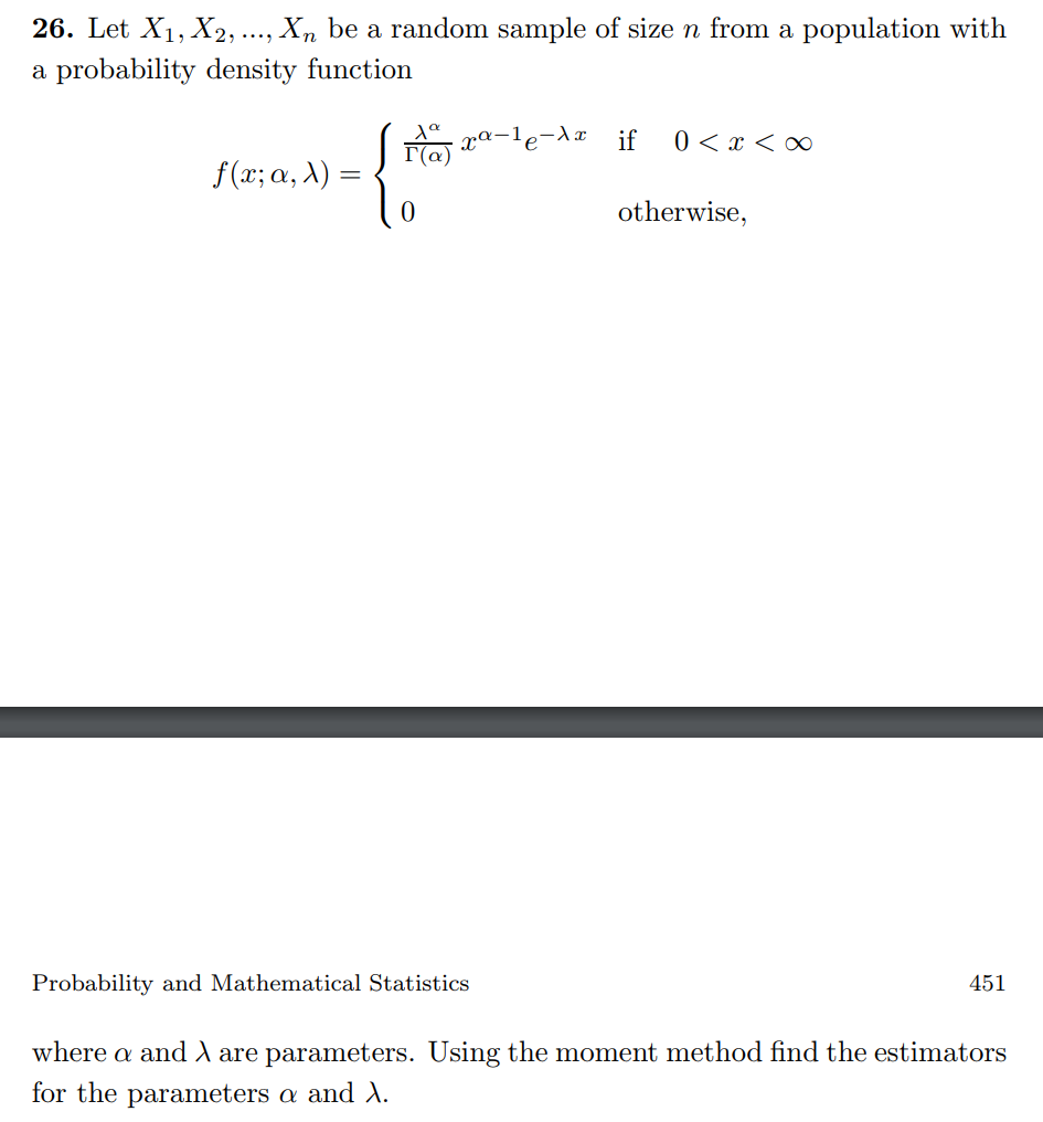 Solved 26. Let Xi, X2,.. Xn be a random sample of size n | Chegg.com