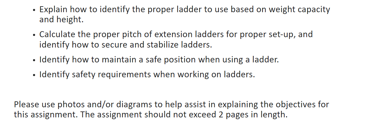 Solved - Explain how to identify the proper ladder to use | Chegg.com