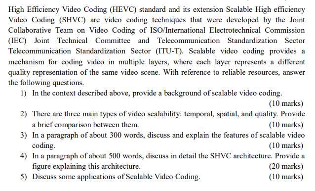 High Efficiency Video Coding (HEVC) standard and its | Chegg.com