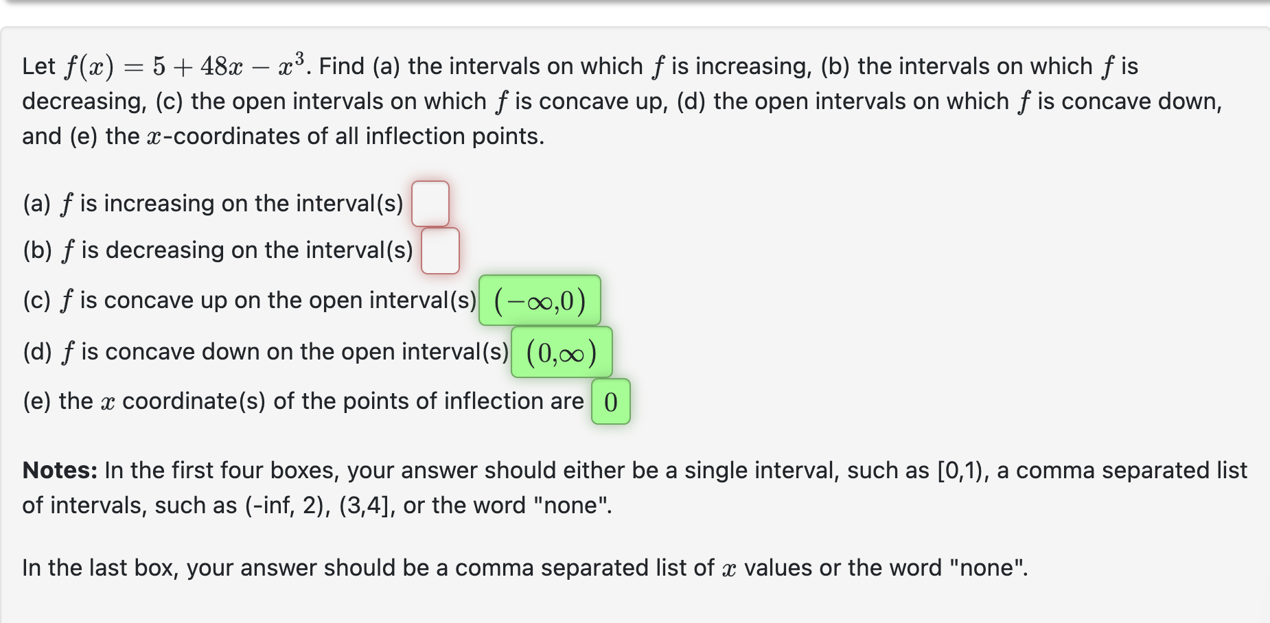 Solved Same question but the increasing and decreasing is | Chegg.com