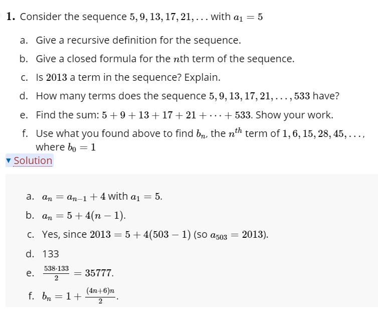 Solved 1 Consider The Sequence 5 9 13 17 21 With Chegg