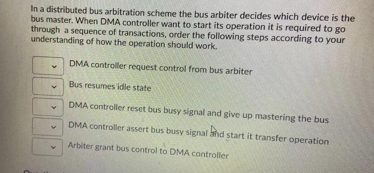 Solved In a distributed bus arbitration scheme the bus | Chegg.com