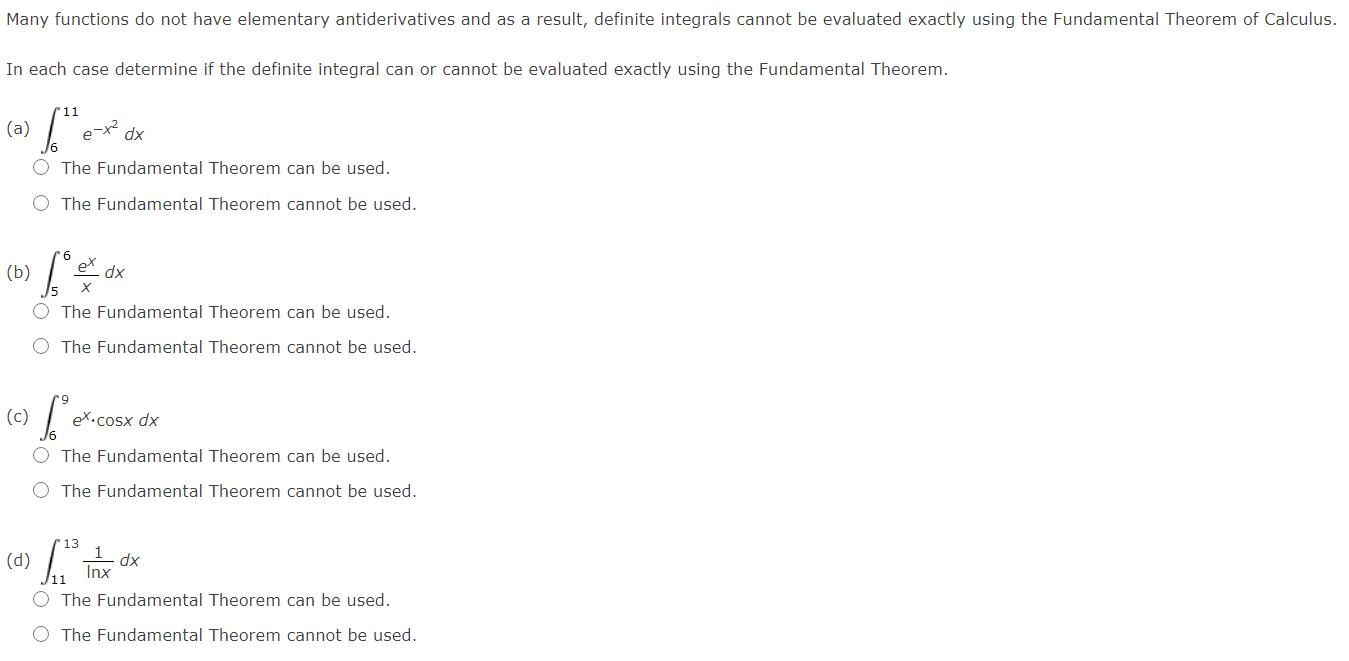 Solved Many functions do not have elementary antiderivatives | Chegg.com