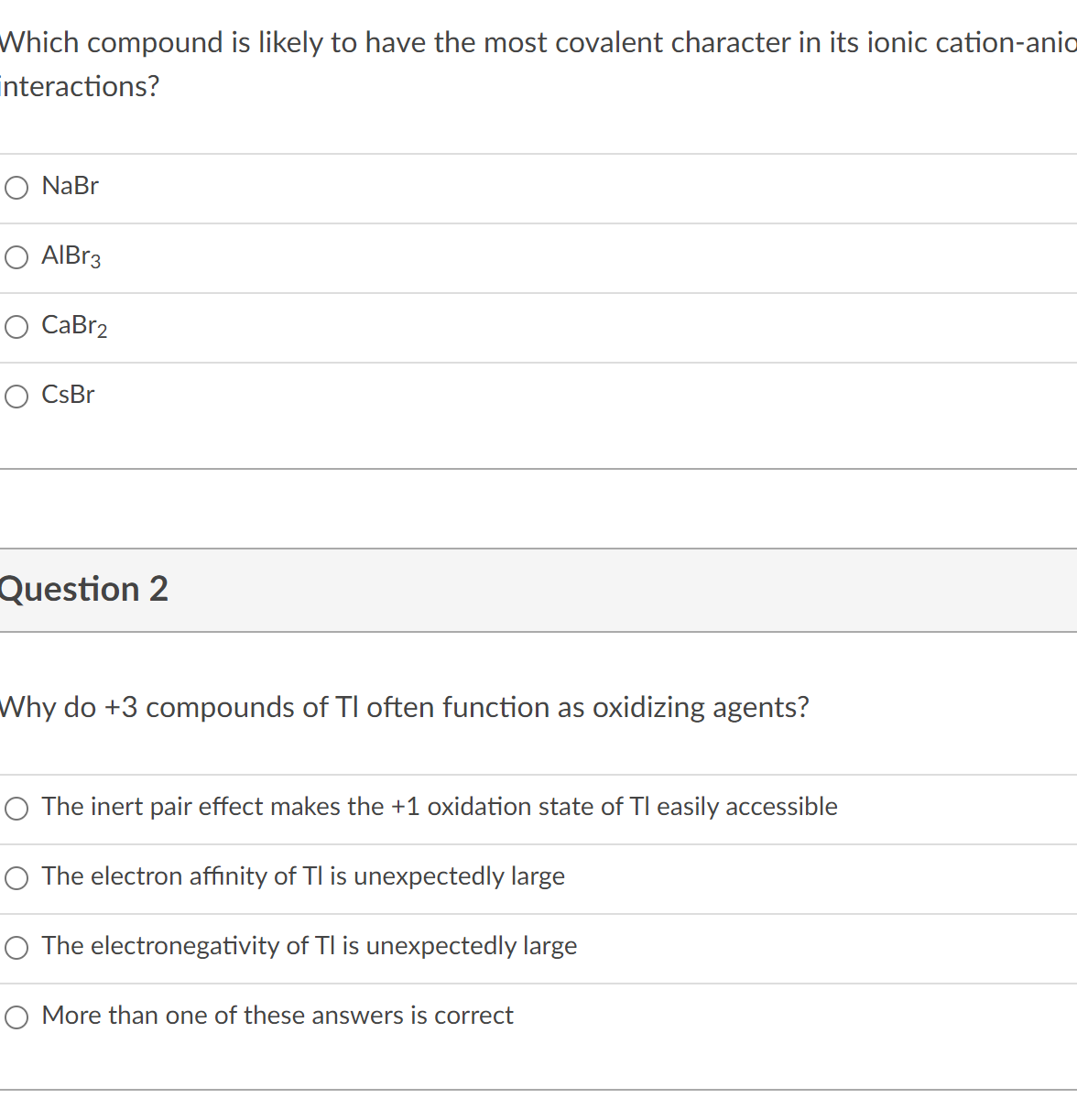 Solved Which compound is likely to have the most covalent | Chegg.com