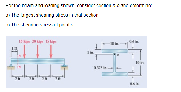 [Solved]: For the beam and loading shown, consider section