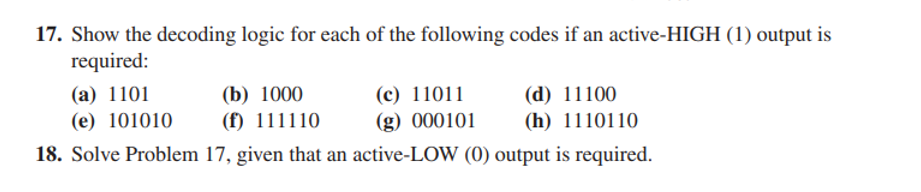 Solved 17. Show the decoding logic for each of the following | Chegg.com