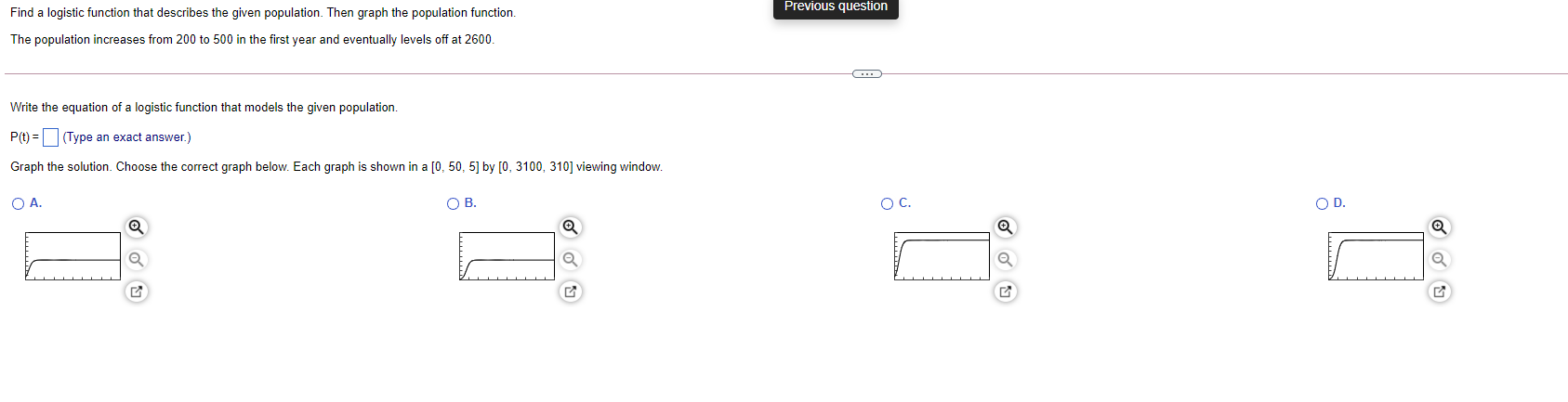 Solved Previous question Find a logistic function that | Chegg.com