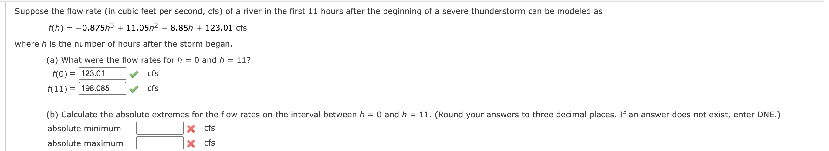 Solved Suppose the flow rate (in cubic feet per second, cfs) | Chegg.com