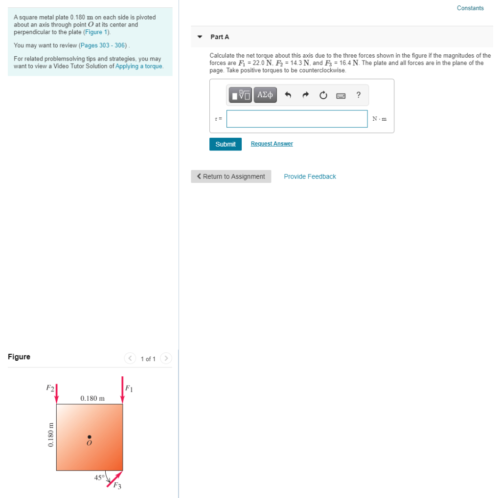 Solved Constants Part A A square metal plate 0.180 m on each | Chegg.com Solved Constants Part A A square metal plate 0.180 m on each | Chegg.com