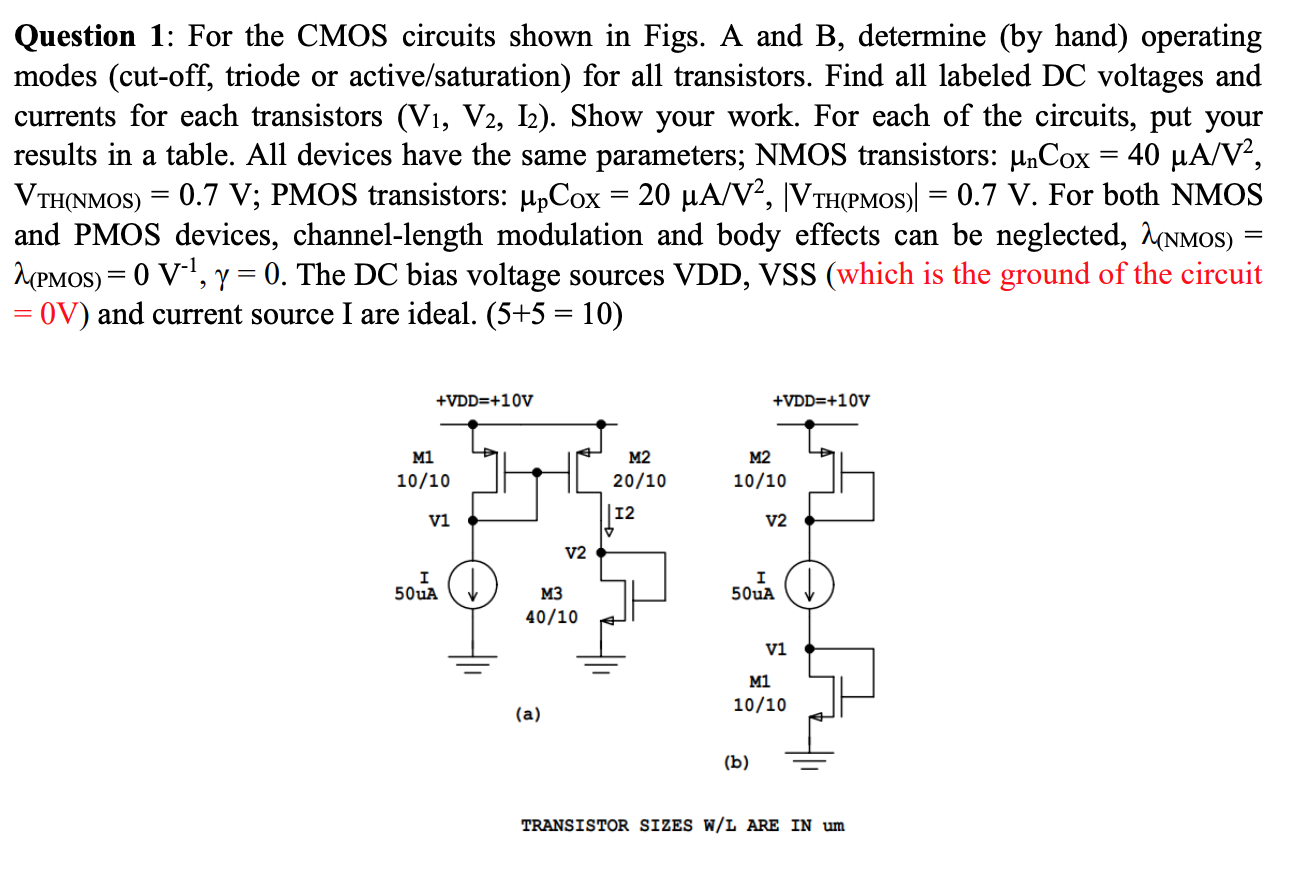 Solved Question 1: For the CMOS circuits shown in Figs. A | Chegg.com