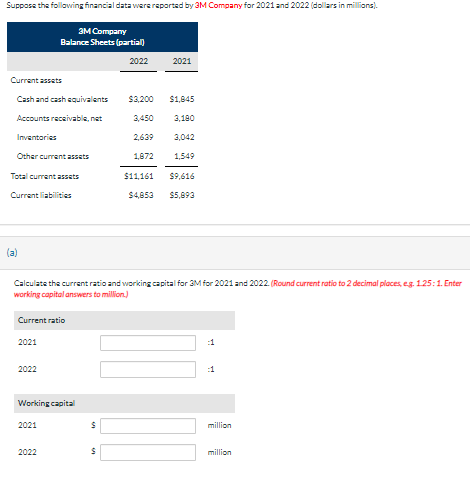 Solved Calculate the current ratio and working capital for | Chegg.com