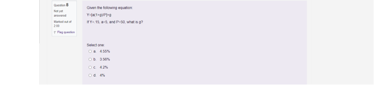 Solved Gien the foloweng equston: Y=[ax(1+g)P]=g It | Chegg.com